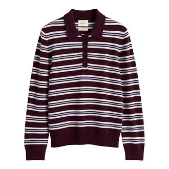 GANT Superfine Lammwoll-Rugger mit Streifen - - Tops - Herren - Lila - XL