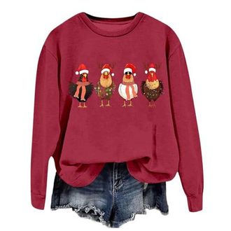 Generic Pull Moche Noel Femme Pull Noel Drole Sweatshirt Ample a Col Rond Imprimé de Noël pour Femme