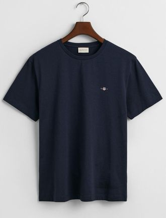 GANT Unifarbenes T-Shirt mit Logo-Stickerei, Regular Fit in