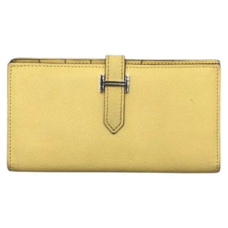 Herm&egrave;s Portefeuille Long Vintage Jaune Pre-owned Quincaillerie Argent&eacute;e - Femme - Pre-owned - Jaune - Taille: ONE Size