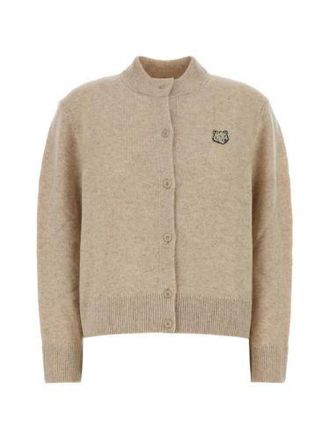 Maison Kitsun&eacute; | Fox Head Lambswool High Neck Cardigan - L