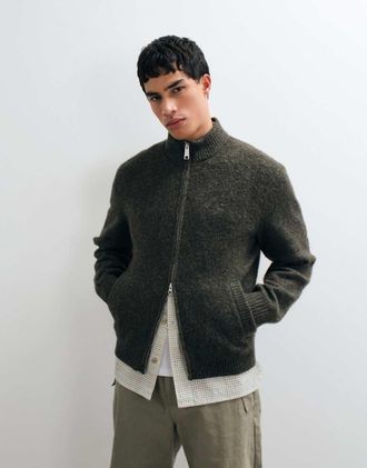 Carhartt Work in Progress Curtis - Strickjacke in Anthrazit mit durchgehendem Rei&szlig;verschluss-Grau