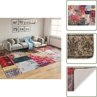 vidaXL The Living Store Teppich Waschbar Mehrfarbig 400x300 cm Rutschfest - Samt Teppich - Wohnzimmerteppich - Flur Teppich - Multifarben Teppich - Digital