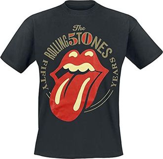 THE ROLLING STONES 50 Years Homme T-Shirt Manches Courtes Noir XL 100% Coton Regular/Coupe Standard