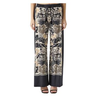 Ermanno Scervino Femme, Pantalons, Multicolore, Taille: 44 FR Wide Patterned Cotton Pantalons