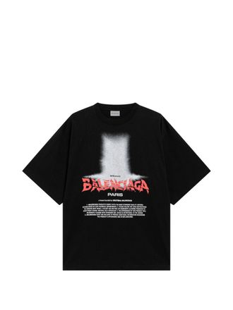 Balenciaga Printed Cotton T-shirt - Black
