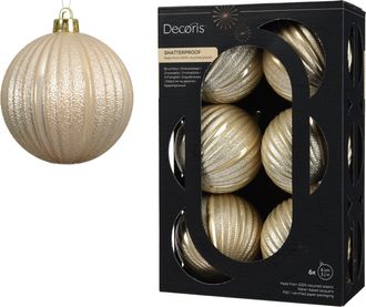 Kaemingk Weihnachtskugeln Kunststoff 8cm geriffelt 6 Stück - klassisch & bruchsicher - Christbaumkugeln Weihnachtsbaumkugeln für Weihnachten - Christbaumschmuc