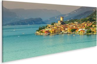 Islandburner Bild auf Leinwand Atemberaubendes Malcesine Touristen Resort Hohe Berge Gardasee Italien Hintergru Bilder Wandbilder Poster