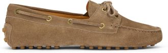 Tod's Womens Loafers Suede Beige Calfskin