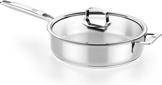 Bra Signature Schmorpfanne mit Deckel, 28 cm, ohne Antihaftbeschichtung, Edelstahl 18/10, Full Induktion, kompatibel mit allen W&auml;rmequellen, einschlie&szlig;lic