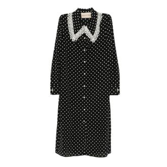 Valentino Polka-dot Midi Hemdblusenkleid - - Dresses - Damen - Schwarzk - M