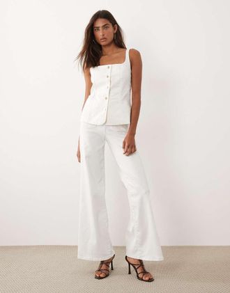 Good American Good Waist - Palazzo-Schlagjeans aus Denim in Wei&szlig;, Kombiteil