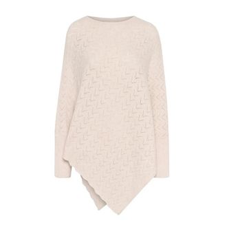Cream Strickponcho mit O-Ausschnitt Design - - Jackets - Damen - Rosa - ONE SIZE