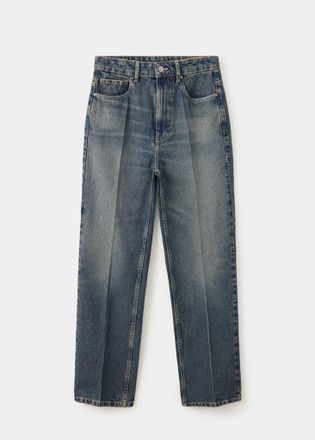 Mango Jean droit taille haute bleu fonc&eacute; vintage - Femme - 32 - MANGO