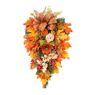 Generic Rustikaler Herbst-Sonnenblumen-Swag-Kranz, Festliche Erntedekoration f&uuml;r die Haust&uuml;r, 55 X 32 cm (272.00)