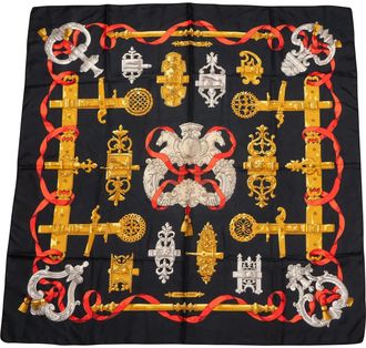 Herm&egrave;s T&uuml;cher & Schals - Hermes Classic FERRONNERIE Silk Carre 90 Scarf T - Gr. unisize - in Schwarz - f&uuml;r Damen