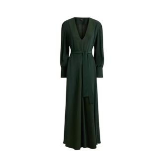 Kiton Robe Longue en Soie &Eacute;l&eacute;gante - Femme - Robes - Vert - Taille: 38 FR