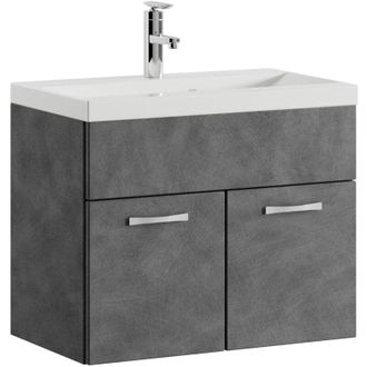 Badplaats Badplaats - Badezimmer Badm&ouml;bel-Set Montreal 01 60cm Waschbecken Dunkelgrau