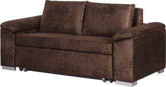 Mørteens home24 Schlafsofa mit schräger Armlehne Braun/Dunkelbraun Microfaser Afua 170cm Modern