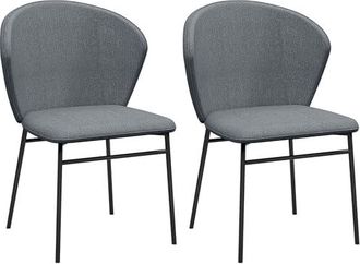 HOMCOM Lot de 2 chaises de Salle &agrave; Manger, Chaise de Cuisine, Assise rembourr&eacute;e en Tissu Aspect Lin, Pieds en Acier Stable, Chaise de Salle de Bureau, Design