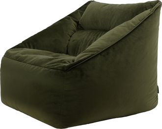 Icon Brand Natalia Sitzsack Sessel für Erwachsene, Olivgrün, Flauschiger Samtstoff, Riesen Sitzsack Samt mit Füllung, Bean Bag Chair, Bequemer Sessel Wohnzimmer,