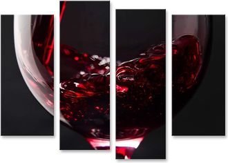 Islandburner Bild auf Leinwand Rotwein Weinglas Schwarzer Hintergrund 2 Bilder Wandbilder Poster