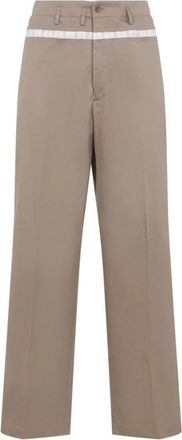 Maison Margiela Homme, Pantalons, Beige, Taille: M Pantalon Large en Coton Enduit