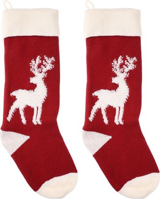 Cabilock 2st&uuml;cke Weihnachtsstr&uuml;mpfe H&auml;ngend mit Elchmotiv Geschenkbeutel Dekoration f&uuml;r Weihnachtsbaum oder Kamin zum Bef&uuml;llen mit S&uuml;&szlig;igkeiten und Geschenken f