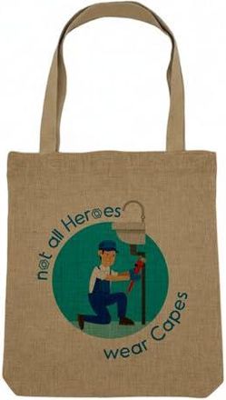 Fabulous Sac Shopping Tote Bag Aspect Lin - True Heroes - Plumber Job Heroes Sac de Courses Toile Epaisse 360g Beige Naturel Cabas Port&eacute; Epaule Solide Imprim&eacute; 