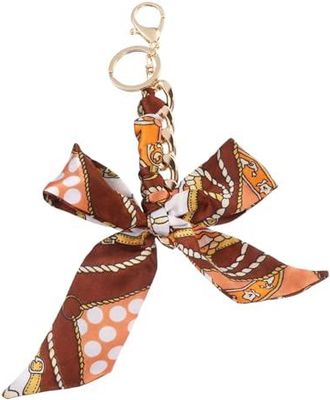 Garneck Porte-cl&eacute;s Chic Alliage avec Pendentif Noeud en Tissu Marron Accessoire Multifonction pour Sac et Voiture R&eacute;sistant Chaleur et &Eacute;l&eacute;gant Couleur Al&eacute;atoi