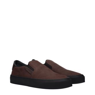 Moncler Mens Brown Leather Slip-On Loafers