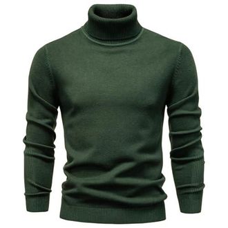 Generic Pull &agrave; col roul&eacute; l&eacute;ger et fin &agrave; manches longues en tricot pour lautomne et lhiver, Vert, XXL
