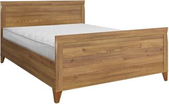 PEGANE Lit adule double 140x200 lit 2 places coloris M&eacute;l&egrave;ze dor&eacute; - Longueur 204,5 x Profondeur 145,5 x Hauteur 78,5-102,5 cm