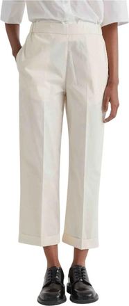 Meimeij Femme, Pantalons, Blanc, Taille: 44 FR Pantalone dritto tasche e elastico in vita