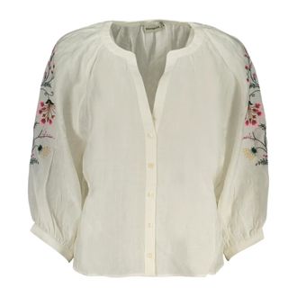 Desigual Femme, Blouses et Chemises, Blanc, Taille: 44 FR Chemisier manches 3/4