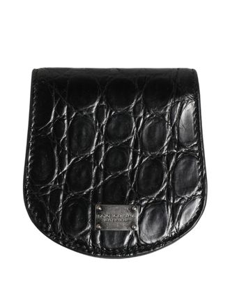 Dolce & Gabbana Mens Black Exotic Skin Condom Case Holder Pocket Wallet Caiman Leather
