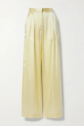 Michael Lo Sordo Pantalon Large En Satin De Soie &Agrave; Plis - Jaune