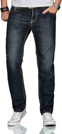 Alessandro Salvarini Herren Jeans Comfort Fit Dicke zier N&auml;hte Jeanshose Kontrastnaht Komfort-Jeans [AS-220-Dunkelblau-W31-L32]