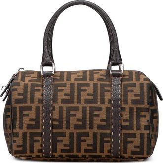 Fendi mini sac boston Selleria en toile Zucca (2000-2010) - Marron