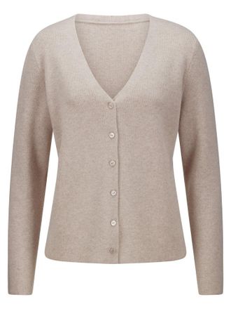 Fadenmeister Berlin Strickjacke V-Ausschnitt aus Schurwolle und Ka Fadenmeister Berlin beige
