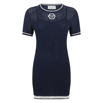 Philipp Plein Femme, Robes, Bleu, Taille: 38 FR T-Shirt Dress Hexagon