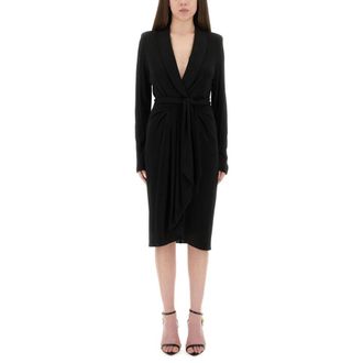 Tom Ford Lang&auml;rmeliges Wickelkleid - - Dresses - Damen - Schwarzk - S