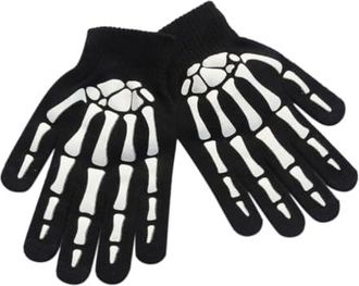 Onsoyours Halloween Gants Squelette Gants Unisexes à Motif Tête de Mort Gants dhiver Halloween Costume Accessoires Adulte Multicolore A Noir 02 Taille unique