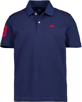 La Martina Herren Polo-Shirt blau Baumwoll-Stretch