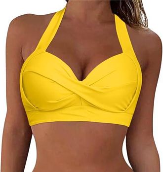 Generic Haut De Maillot De Bain Femme Sexy Push Up Hauts De Bikini R&eacute;glables El&eacute;gant Classics Col en V Hauts De Maillots Soutien Gorge avec Rembourrage Swimwe