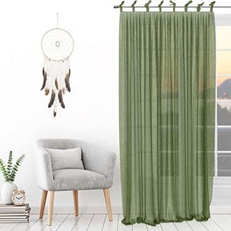 Soleil d'Ocre Spirit Voilage à nouettes, Vert, 140x250 cm