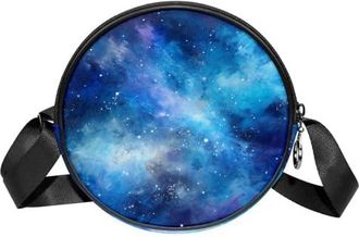 Generic Sac &agrave; bandouli&egrave;re rond pour femme, motif ciel &eacute;toil&eacute;, petit sac &agrave; bandouli&egrave;re avec fermeture &eacute;clair, bretelles r&eacute;glables, sac &agrave; main rond d&eacute;contract&eacute; 