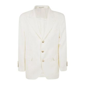 Brunello Cucinelli Homme, Vestes, Blanc, Taille: XL Classic Textured Weave Blazer