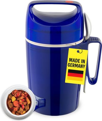 Rotpunkt Thermobehälter für Essen 850 ml inkl. Löffel - Thermo Lunchbox Heiß & Kalt I Made in Germany I Hochwertiger Thermo Essensbehälter (Dirk 850, Hyperblue