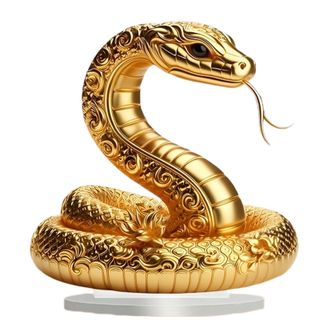 Generico Goldene Schlangen-Dekoration aus Acryl, Schlangen-Dekoration, 2D-Design, chinesische Schlangenfiguren, Sammlerst&uuml;cke, goldenes Wohnzimmer, Dekoration,